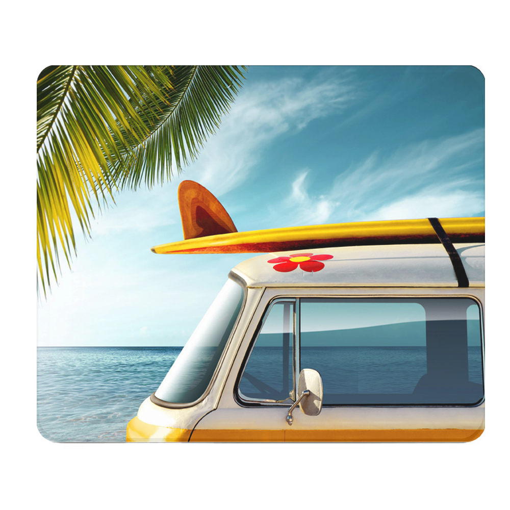 Surfboard With Retro Van Thick Mouse Pad Surf Theme – Designs By Joy